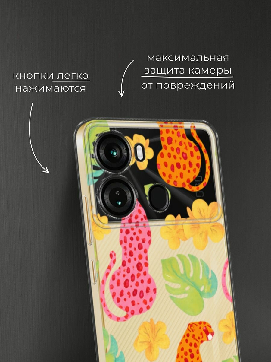 Чехол на Itel P40 / Ител P40 с принтом "Экзотика", прозрачный — фото 1