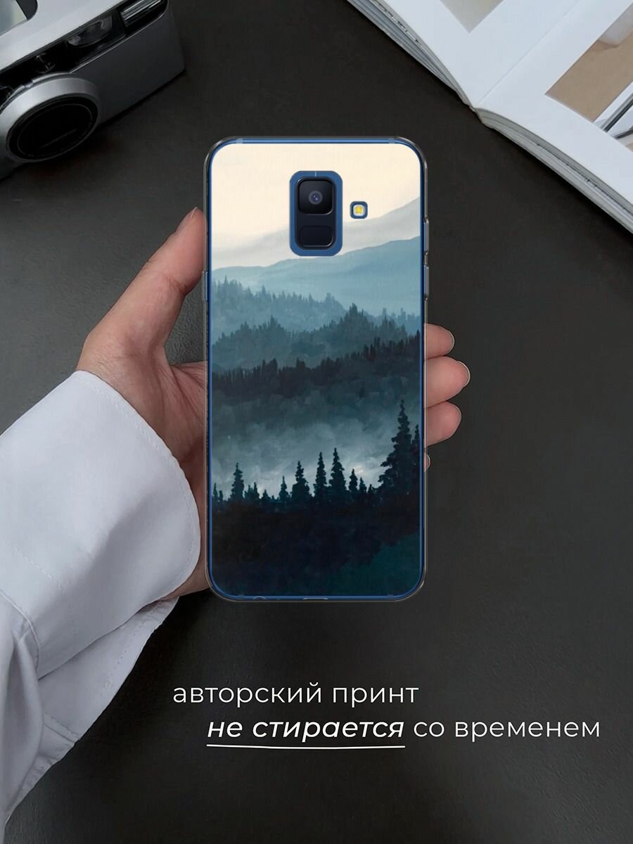 Чехол на Samsung Galaxy A6 / Самсунг Галакси А6 с принтом "Туманные горы" — фото 1