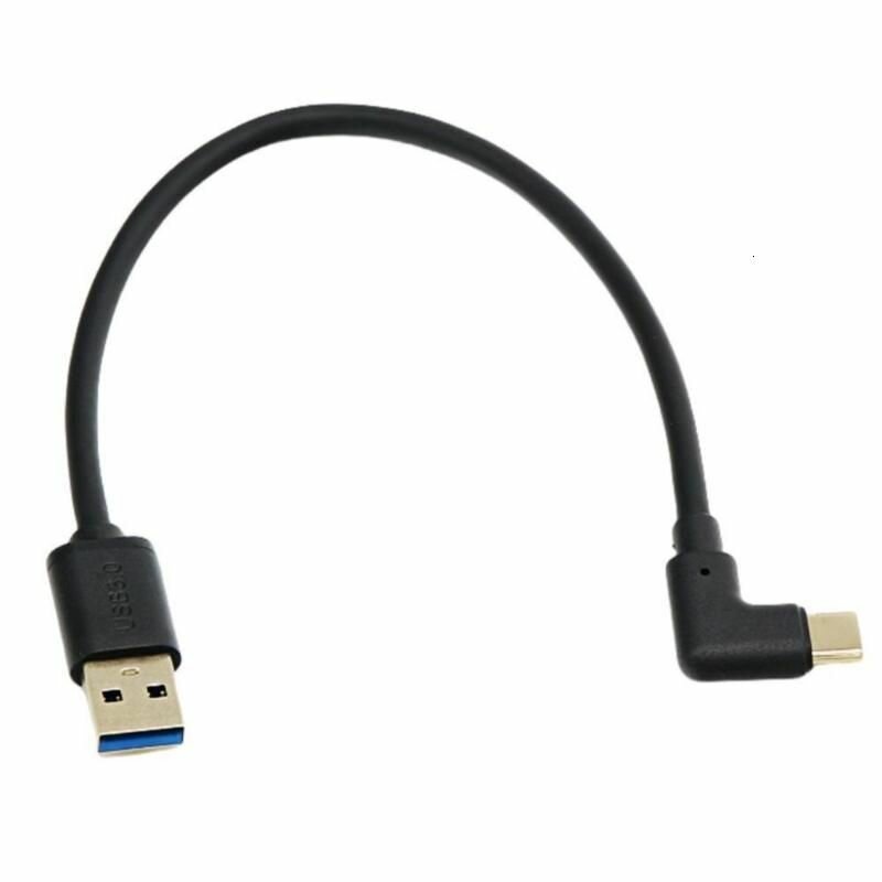 USB Type C кабель для зарядки с углом 90 градусов, быстрая зарядка 60W, скорость 10Gbps, 0.5m - Боковой локоть