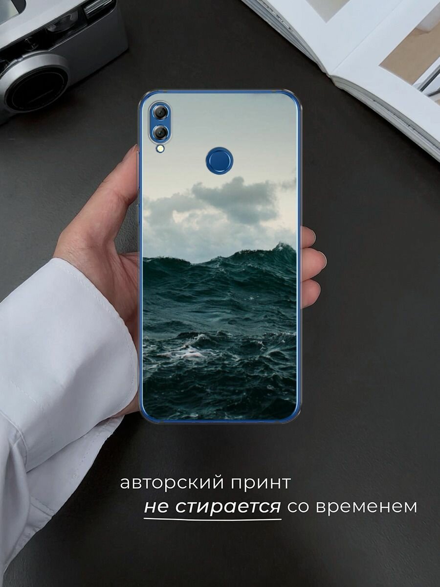Силиконовый чехол на Honor 8X / Хонор 8Х с принтом "Волны 11" — фото 1