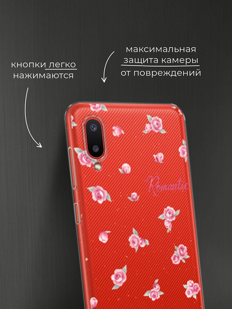 Чехол на Samsung Galaxy A02 / Самсунг Галакси А02 с принтом "Romantic 2", прозрачный — фото 1
