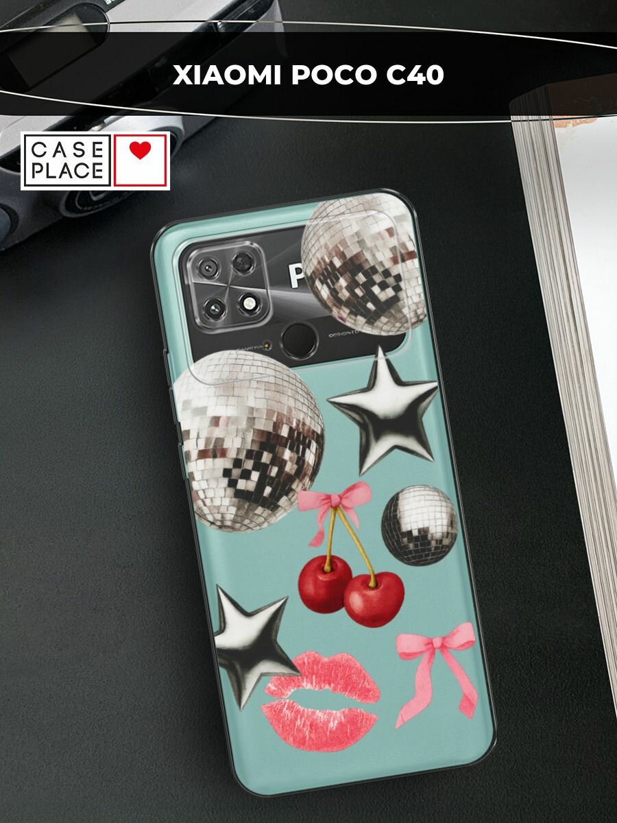 Чехол на Xiaomi Poco C40 / Сяоми Поко C40 с принтом "Стильная подборка", прозрачный