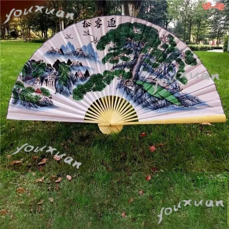 Китайский большой веер на стену/Лошади/ бамбук, шелк