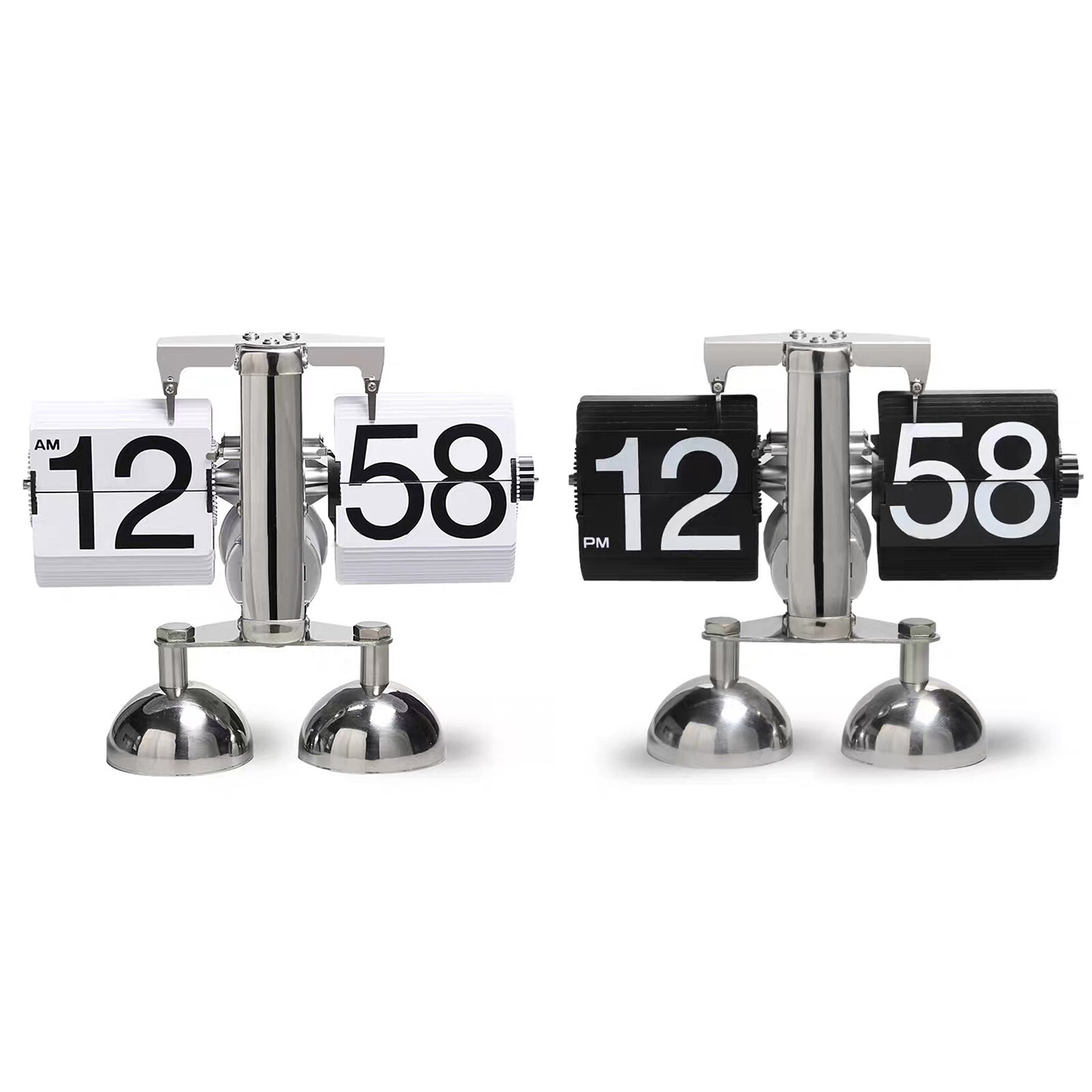 Автоматические переворачивающиеся часы из нержавеющей стали с двумя ножками, маленькие весы, перекидные настольные часы, винтажная гостиная, украшение для дома