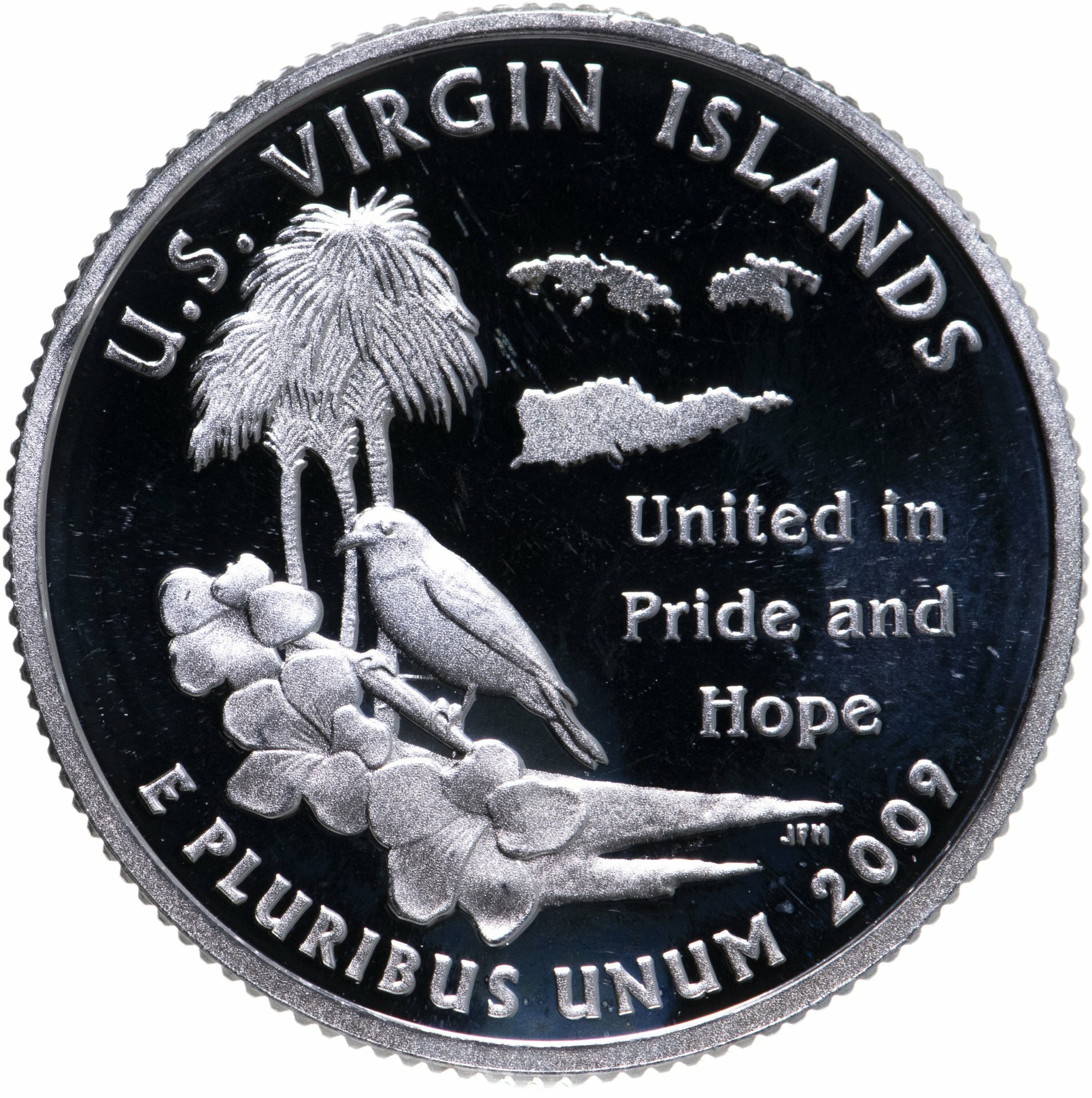 США 25 центов квотер, 1/4 доллара, quarter dollar 2009 S Proof Американские Виргинские острова U S Virgin Islands, знак монетного двора "S" - Сан-Франциско
