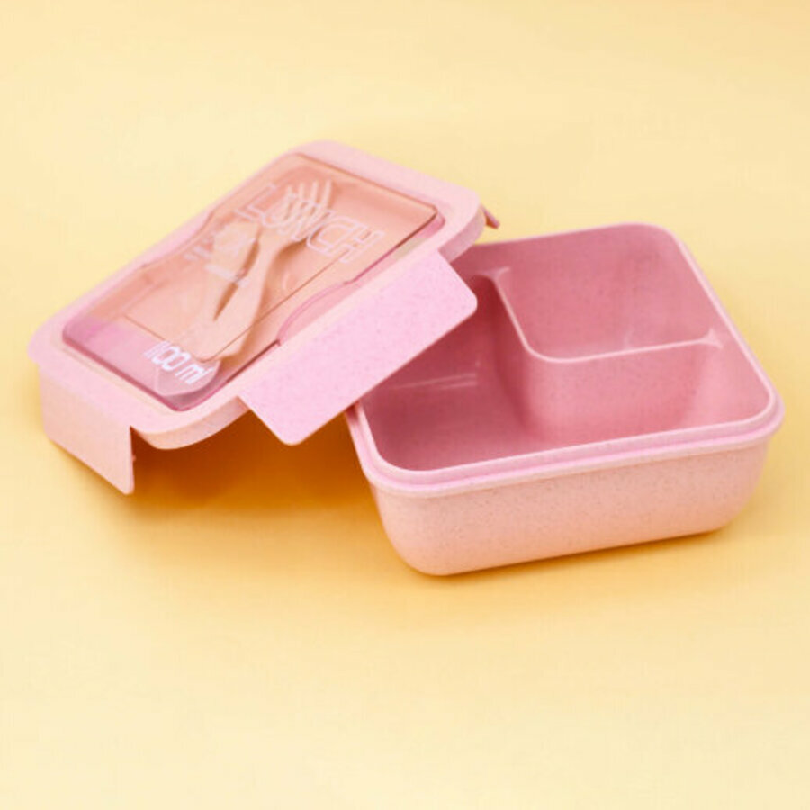 Ланчбокс 1100мл квадратный Square pink ложка + вилка ILIKEGIFT N5231-01 шт