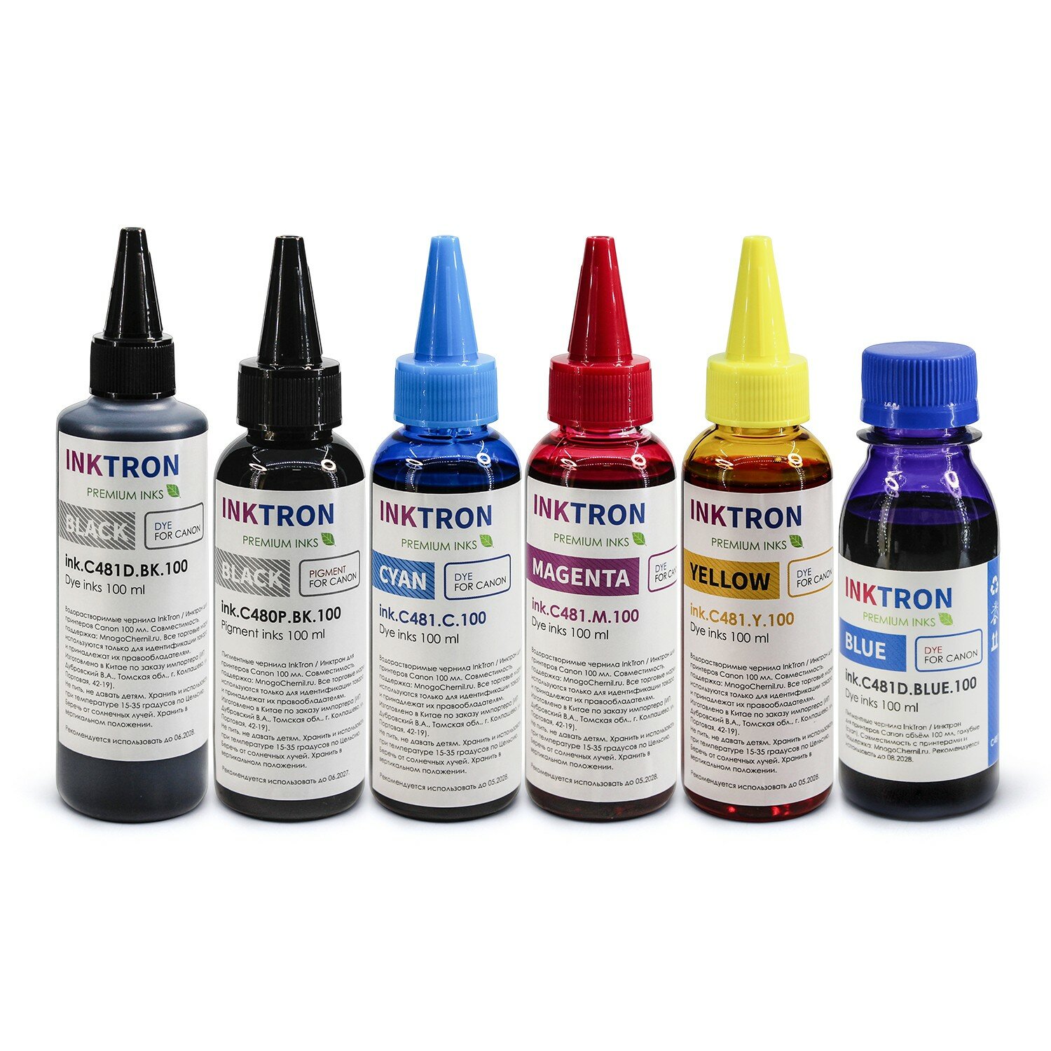 Чернила для Canon TS8140, TS8240, TS8340, TS9140 (PGI-480, CLI-481) водные + пигментные InkTron 6 x 100 мл