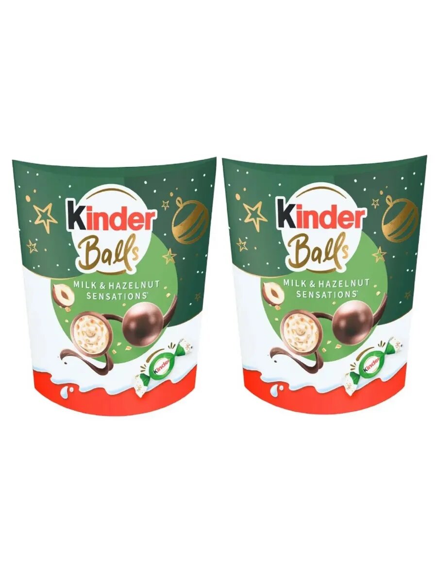 Конфеты Киндер Balls с молочной начинкой и орехами, 90 г