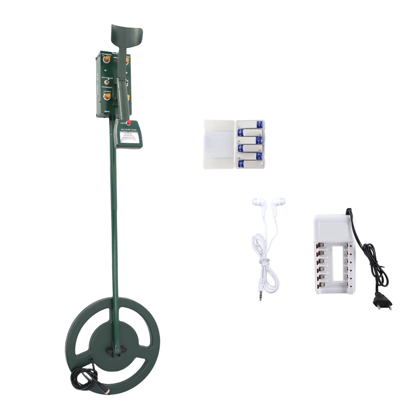 Комплект подземного металлодетектора, водонепроницаемый, высокая точность, регулируемый, перезаряжаемый, глубина 334,65 дюйма, глубина 8,5 метра, AC 100 240 В, вилка европейского стандарта