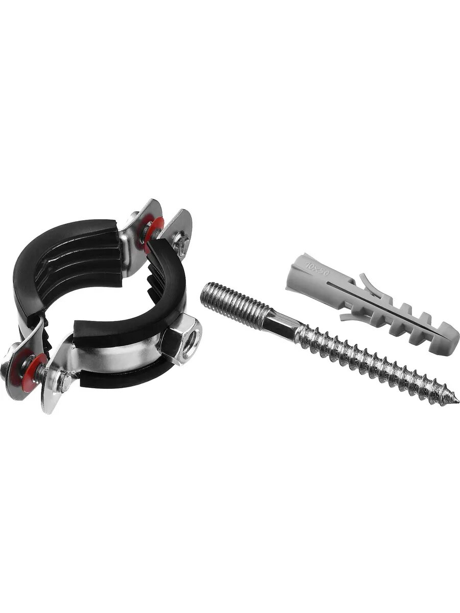 1″, цинк, 1 шт, трубный хомут с сантехнической шпилькой и д