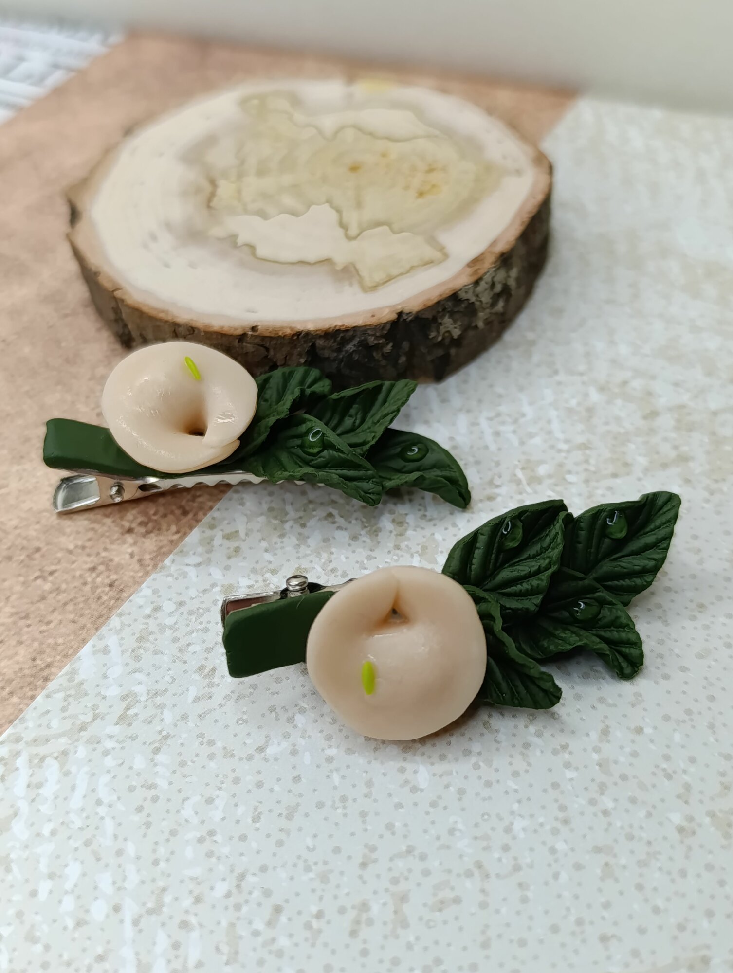 Заколки детские "Пельмешки", ручной работы из полимерной глины