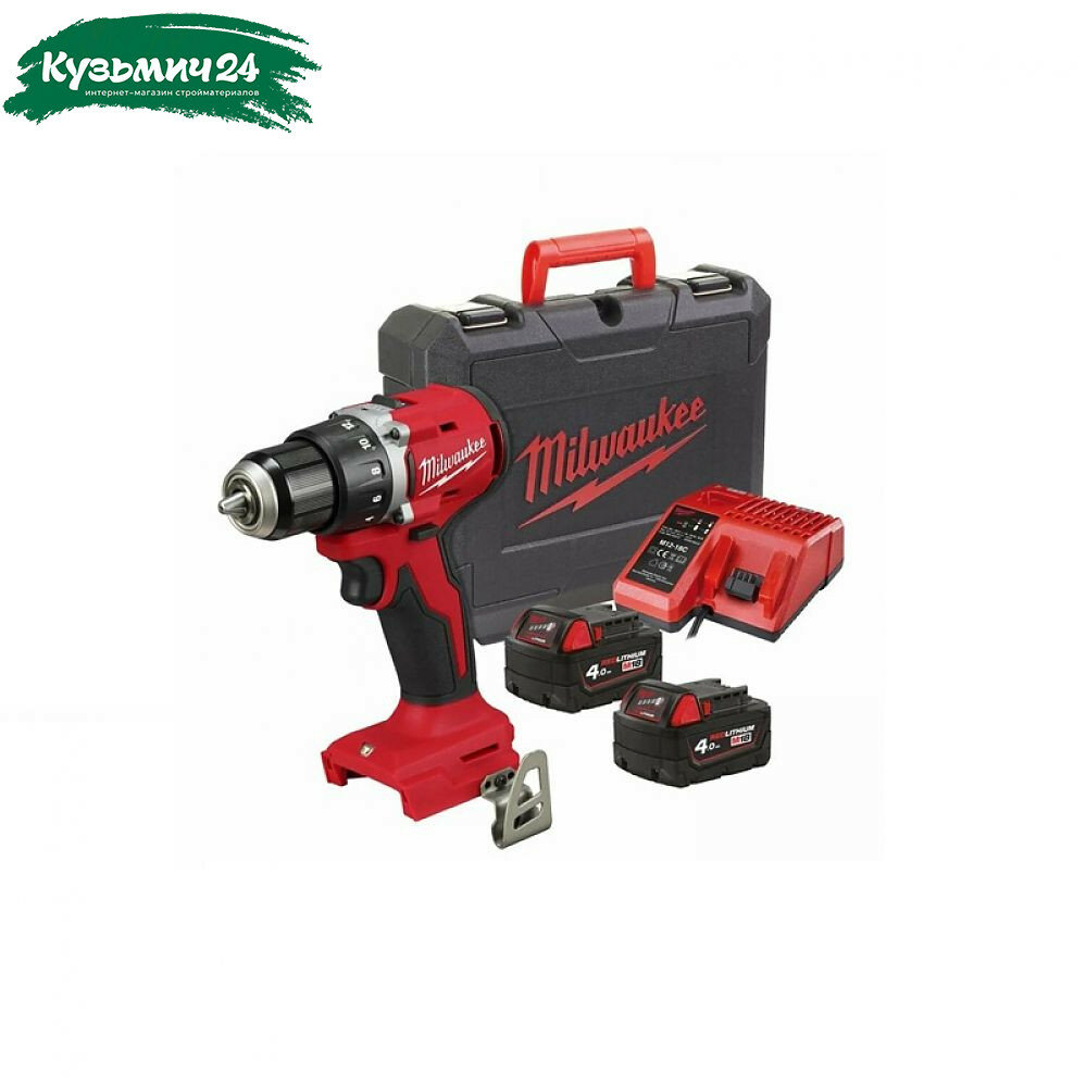 Дрель аккумуляторная Milwaukee M18 BLDDRC-402C, 60 Нм, 18 В, 2 акк. х 4.0Ач+з. у, 1 шт.