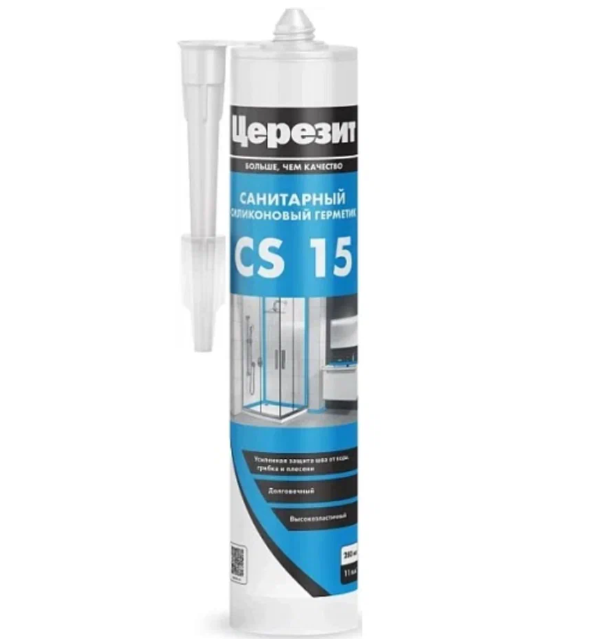 Герметик Санитарный Ceresit CS 15 Sanitary 280мл Силиконовый, Прозрачный, Бесцветный / Церезит ЦС 15.