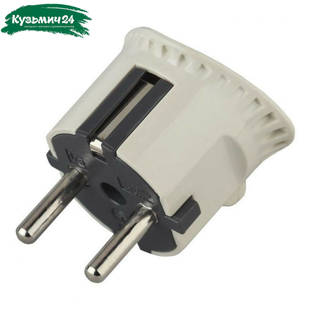 Вилка Эра кабельная плоская V5 16 А с заземлением прямой ввод, белый, 1 шт.