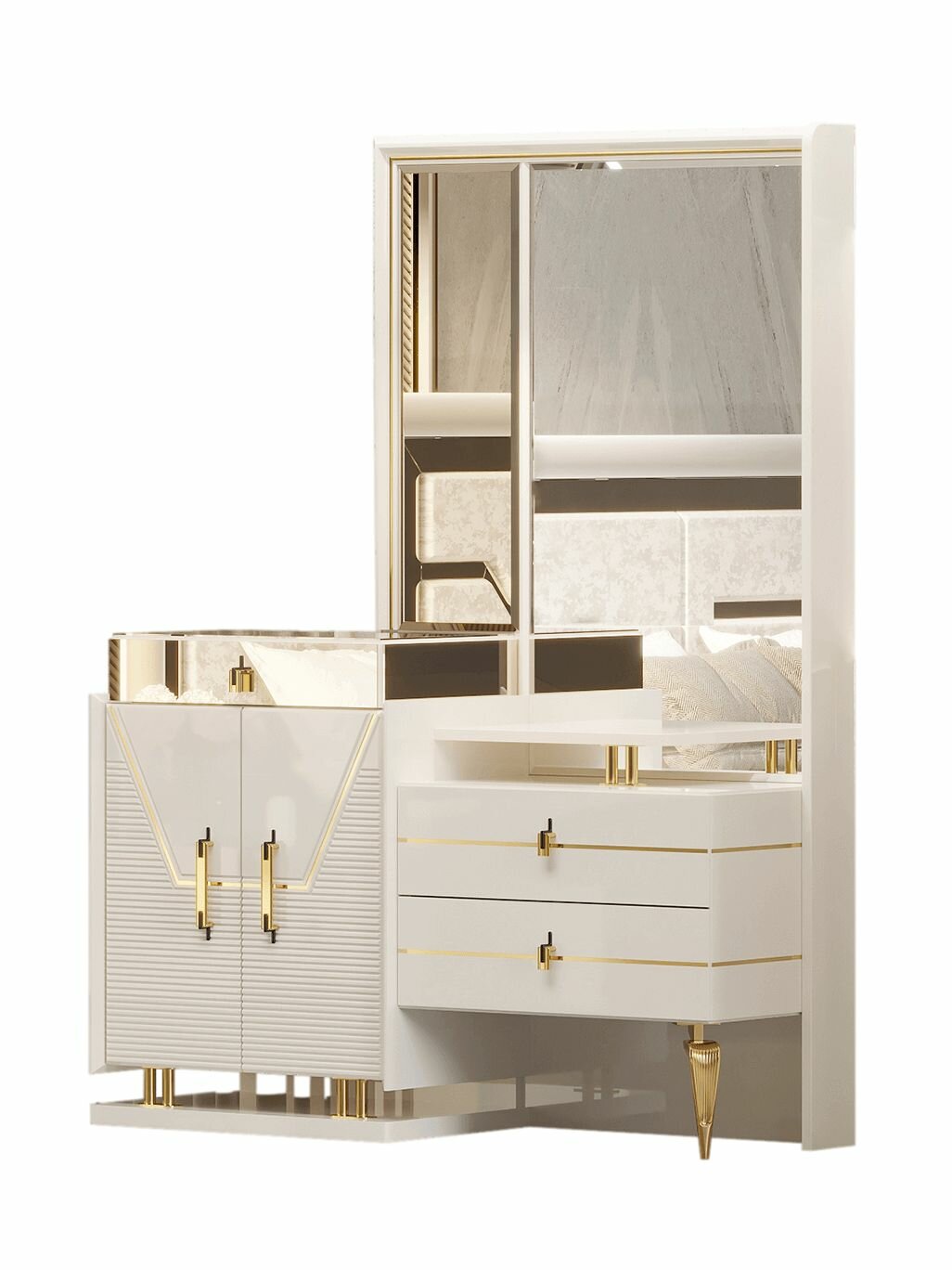 Туалетный стол Арида "Стефани", с зеркалом, бежевый, 142х48х190 см