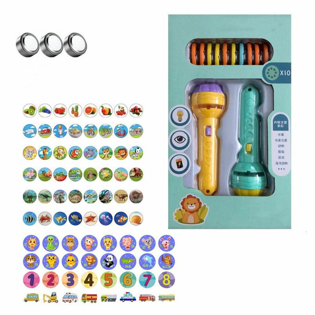 Коробка с проектором для раннего обучения, машина для создания слайдов-зеленый + желтый