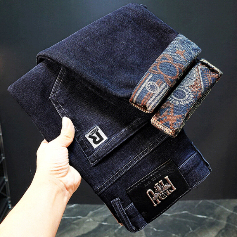 Слим тапер джинсы Rong Новые модные мужские джинсы повседневные универсальные широкие эластичные деловые прямые люксовые, Размер_30