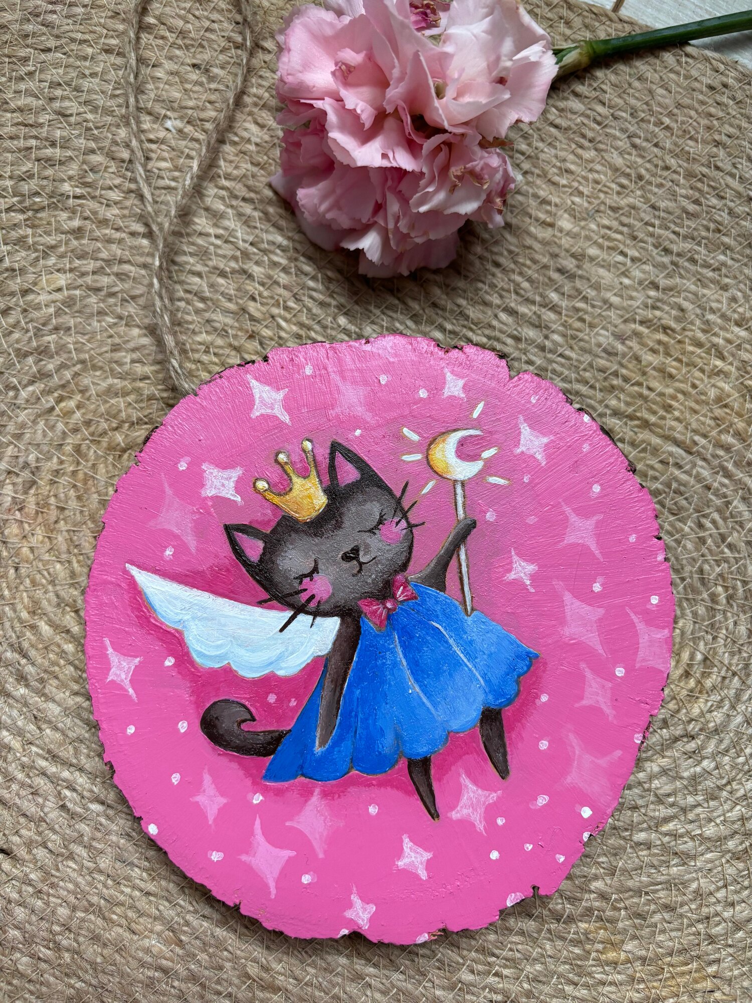 Подвесное панно для детской Кошечка-фея 23 см