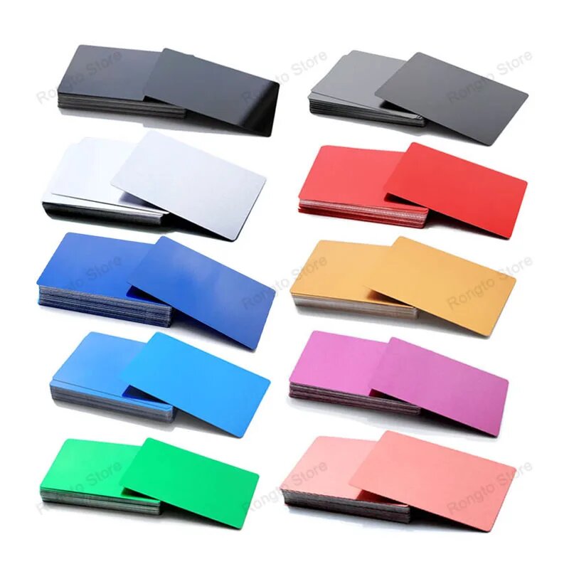 Металлические визитные карточки из алюминия 50 шт. Mixed colors