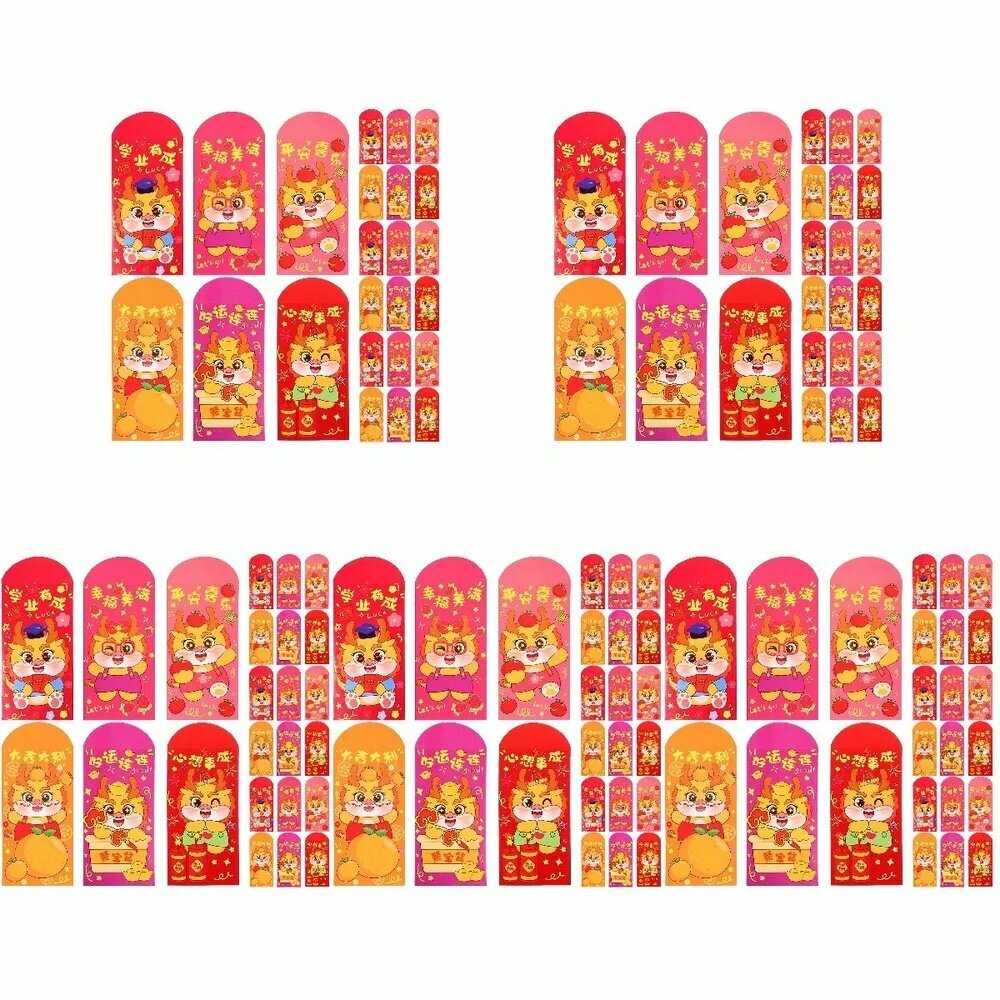 Красочные бумажные конверты для денег с драконом 150 шт