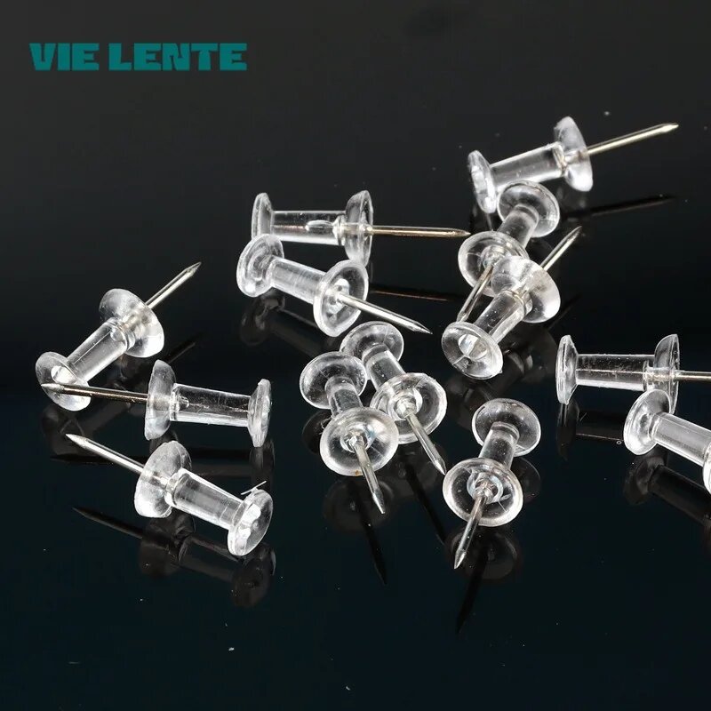 Кнопки-гвоздики прозрачные Steel+plastic, 50PCs