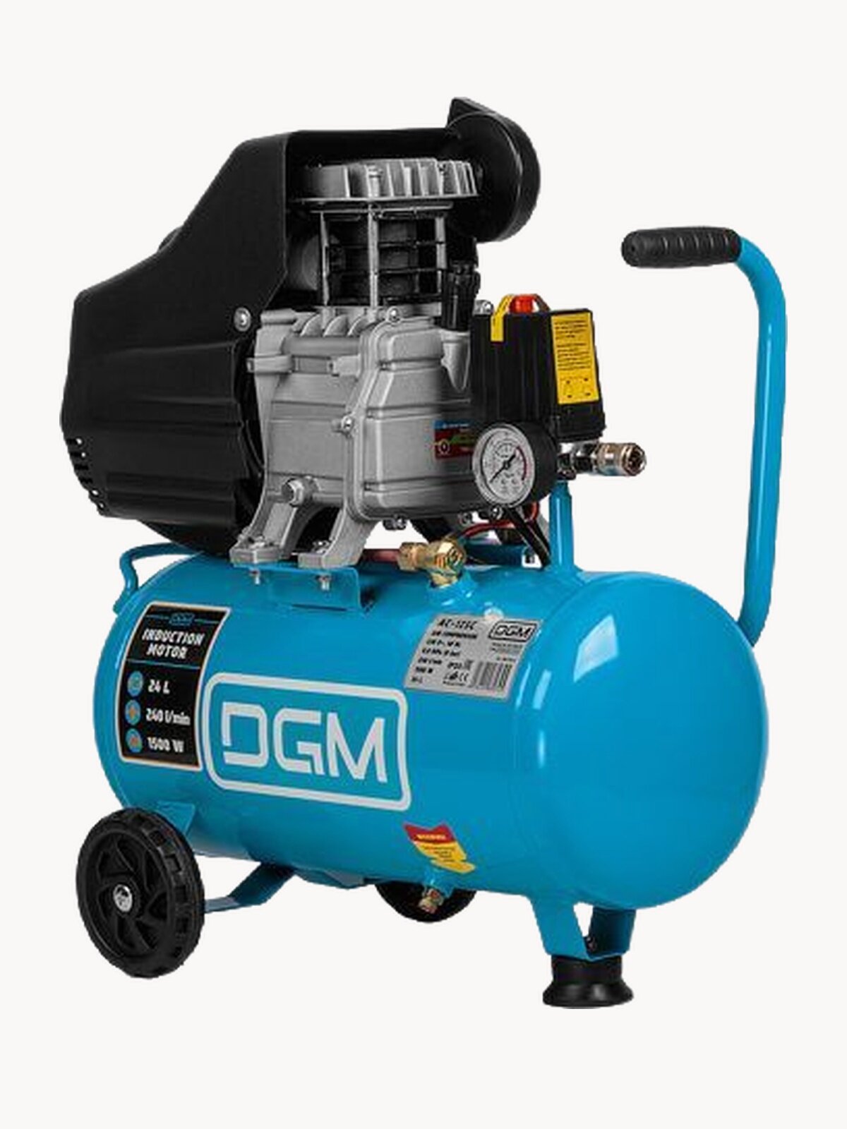 Компрессор воздушный масляный DGM AC-125C (240 л/мин, 8 атм, коаксиальный, ресив. 24 л, 230 В, 1.5 кВт) (DG2720-0)