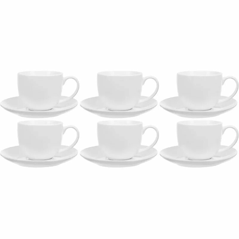 Чайная пара Kaylas, 250мл фарфор, белая 6шт/уп