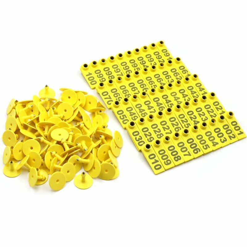 Пластиковые ушные бирки желтые JIECARE, 100 шт, Size: 301a400