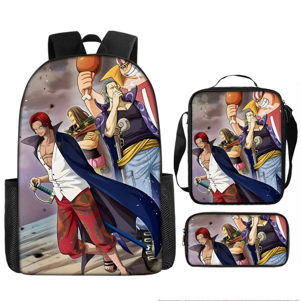 Анимация, цельная школьная сумка, набор из трех предметов, драматический периферийный рюкзак, большая вместительная сумка для учащихся средних школ, компьютерная сумка для кампуса на открытом воздухе