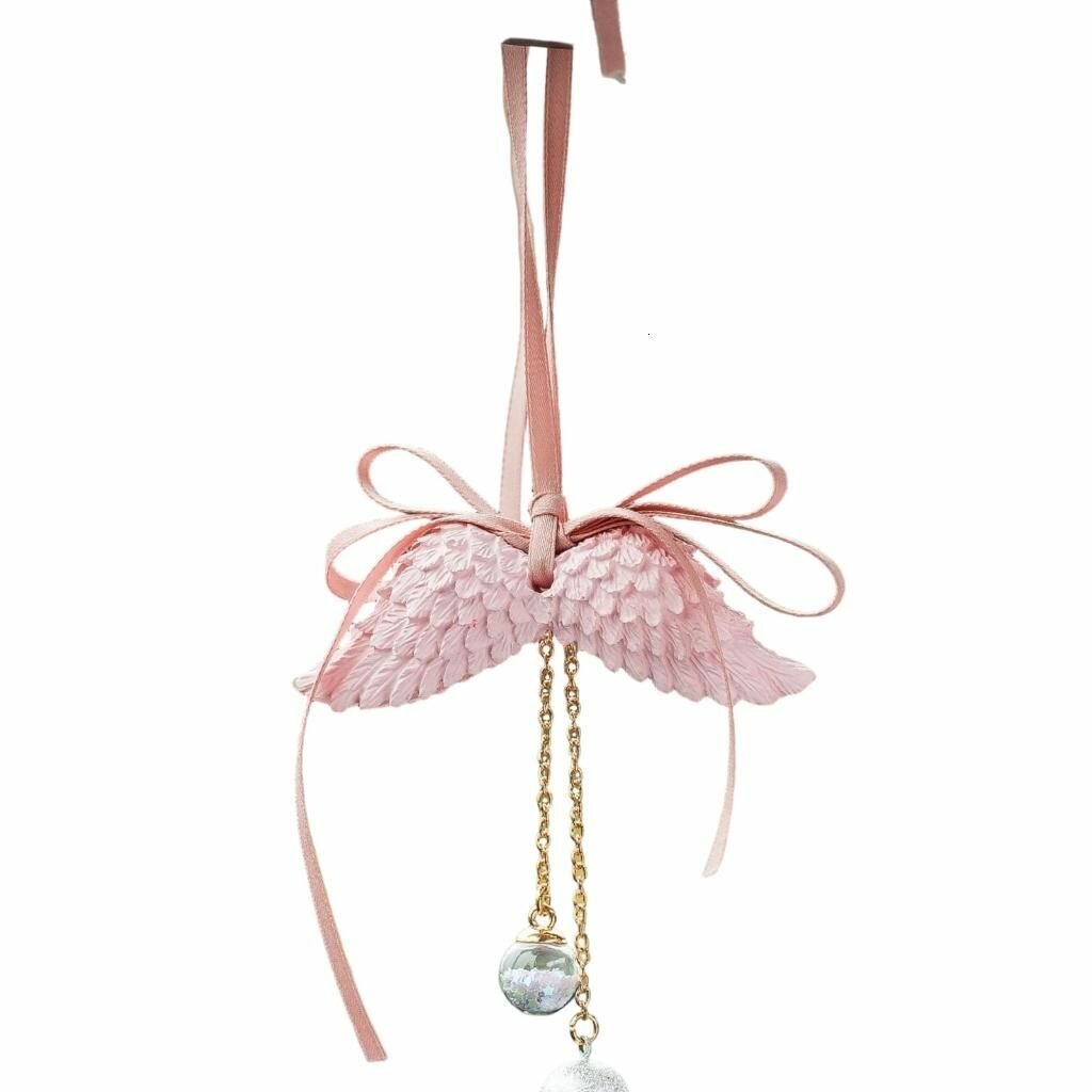 Изделия для интерьера автомобиля Angel Wings-Одноцветные крылья из муки грубого помола с розовой лентой