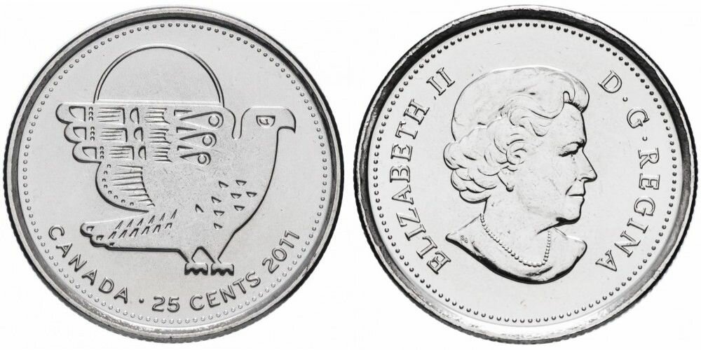 Канада 25 центов, 2011 Природа Канады - Сапсан