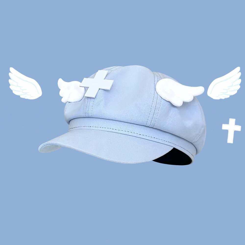 Японский берет y2k с кошачьими ушками, женская нишевая двумерная субкультурная милая восьмиугольная шляпа с большой окружностью головы и маленьким лицом