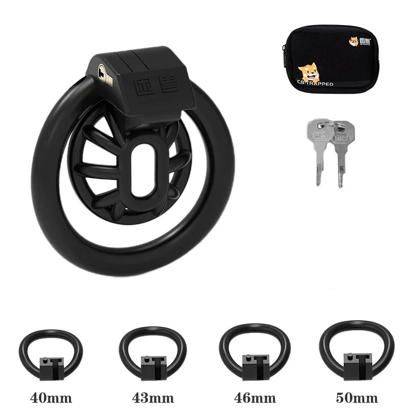 Мини-CB Bondage Chastity Cage для секс-игрушек Sissy с 4-размерными кольцами для Black-Negative