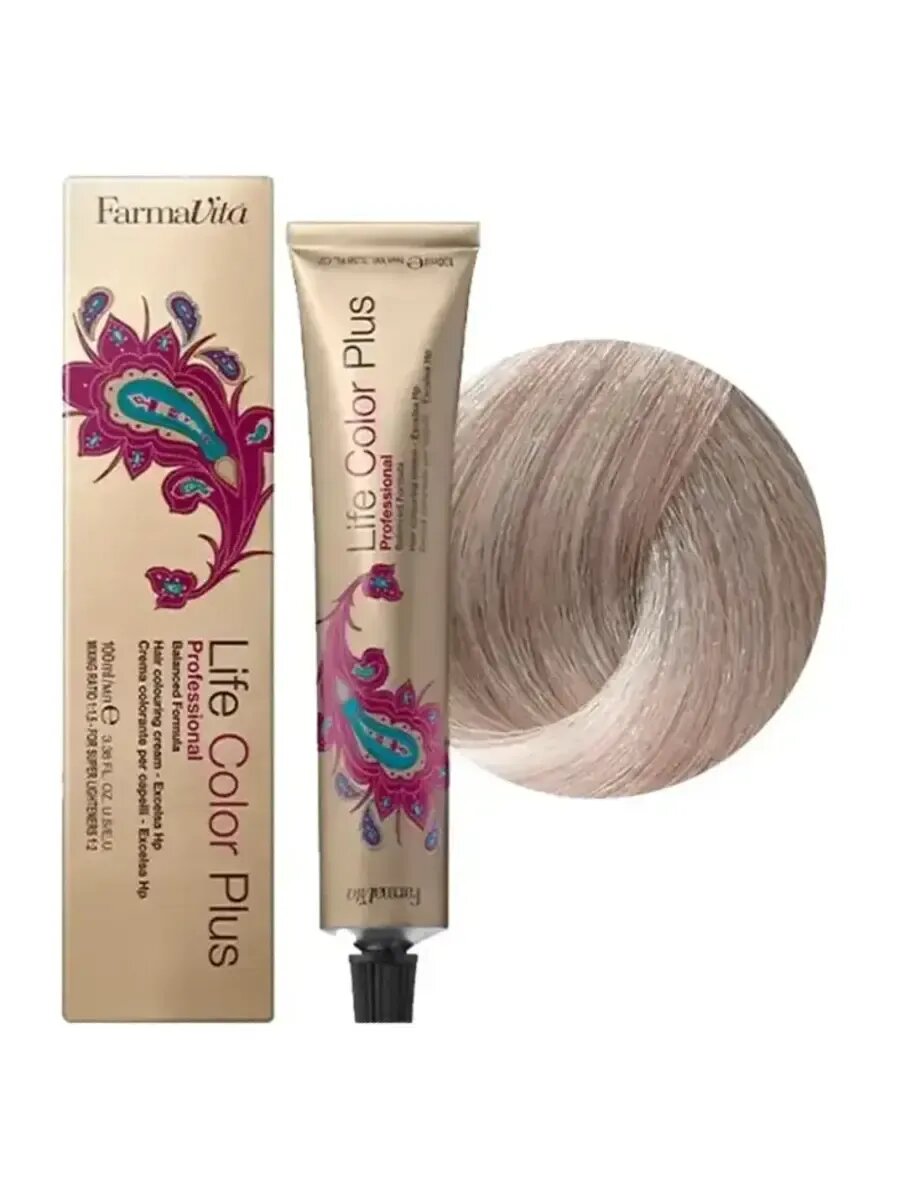 Краска для волос Farmavita Life Color Plus Prof, Перманентный краситель с низким содержанием аммиака, 10.82