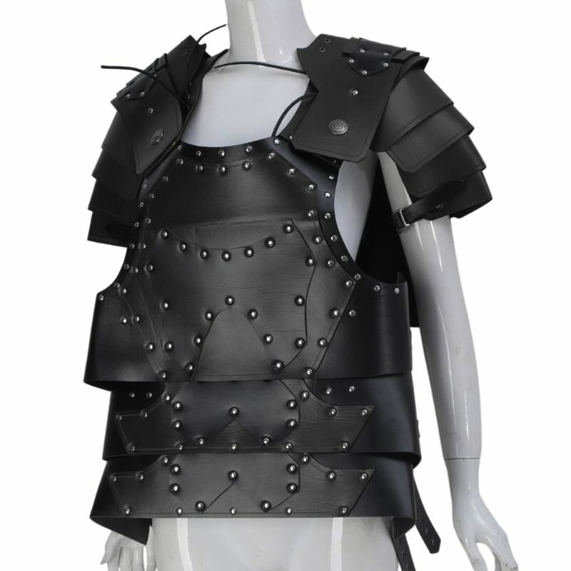 Кожаные Доспехи Для Косплея Средневекового Скандинавского Воина-Викинга-Черный Комплект