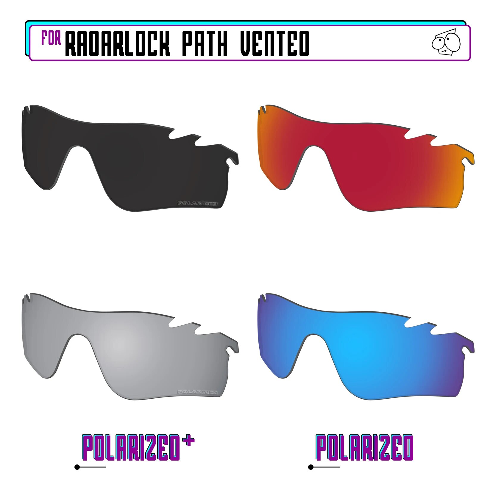 EZReplace Линзы Oakley RadarLock Path, Черный/Красный/Синий, Поляризованные