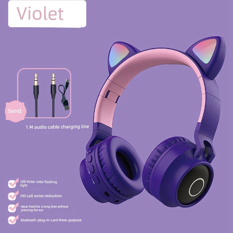 Детские наушники Bluetooth с шумоподавлением, слотом для TF-карты, проводным и беспроводным режимом для детей, школы,