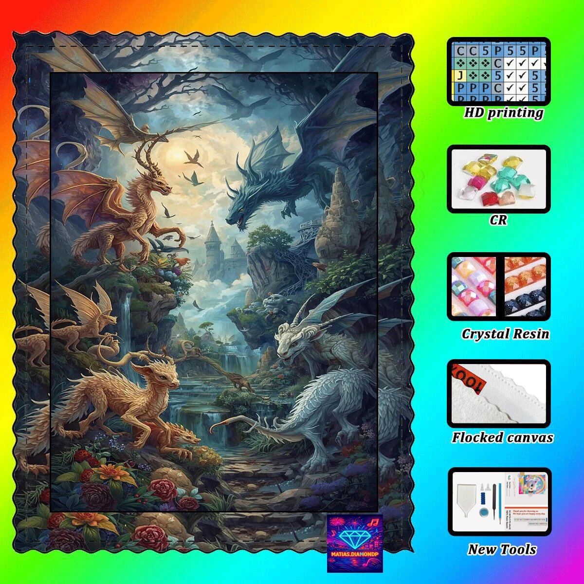 【MATIAS DIAMOND ART】Feilong Canyon Смола Алмаз AB Алмазный Кристалл Алмазная Фея Пил Алмазная Картина