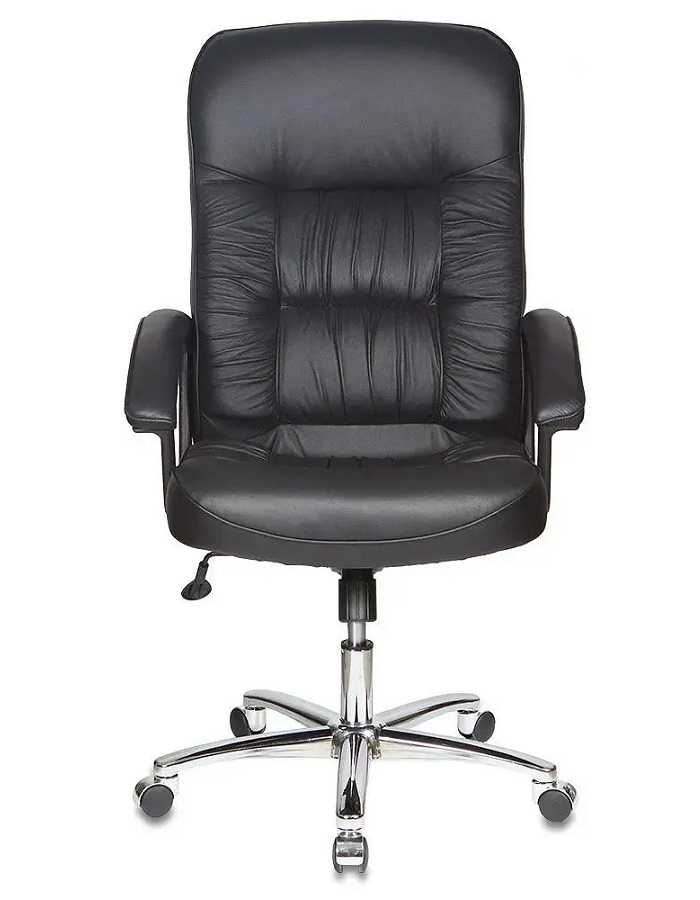 Кресло офисное Бюрократ T-9908AXSN-AB черное, кожа, крестовина хром