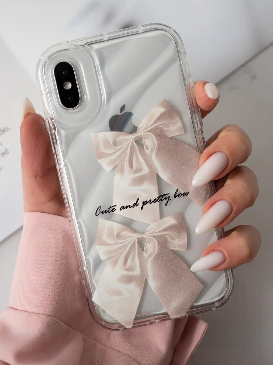 Чехол О'Кейси, для iPhone X/XS, принт, бежевый/черный/прозрачный