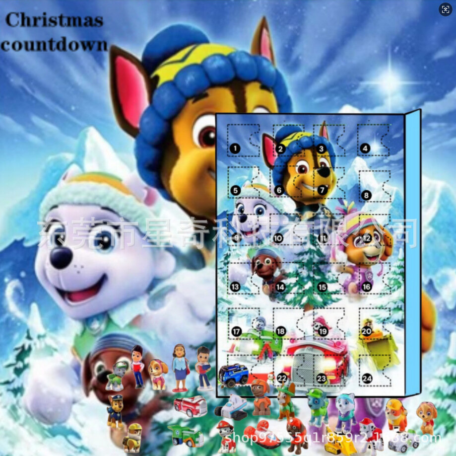 Рождественский адвент-календарь, подарочная коробка с щенячьим патрулем, 24-часовой обратный отсчёт Hole Fun, праздничный сюрприз