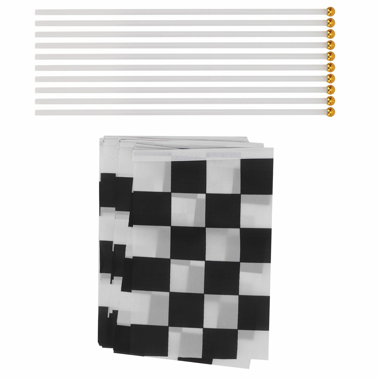 Флаг с черно-белой полоской для гонок, 21x14 см, 10 шт.