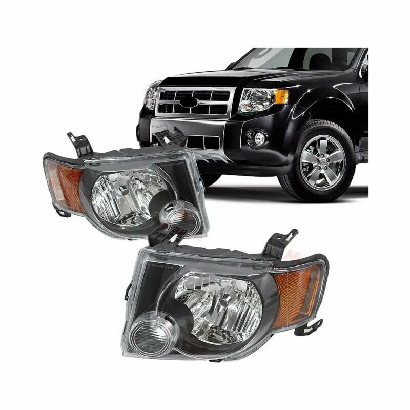 Фары автомобильные, 2 шт, арт. Форд Эксейп 2 2007-2012 Черное дно