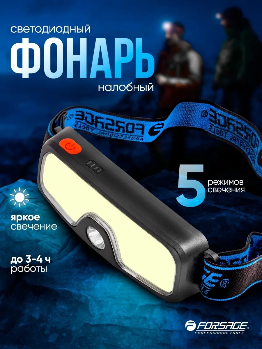 Фонарь кемпинговый налобный светодиодный, 5 режимов