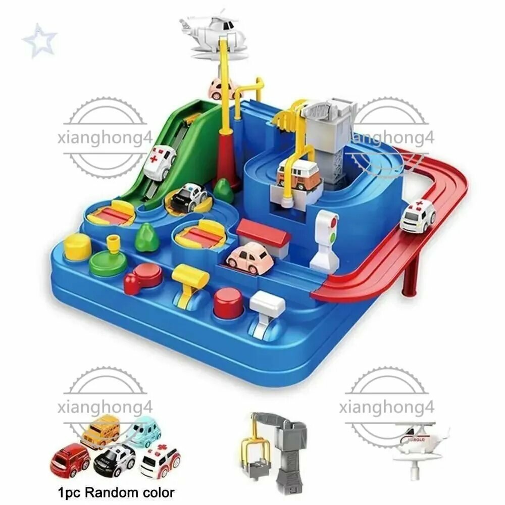 Интерактивный механический автотрек с машинками, настольная развивающая игра для детей от 3 лет, Rescue РТ 04