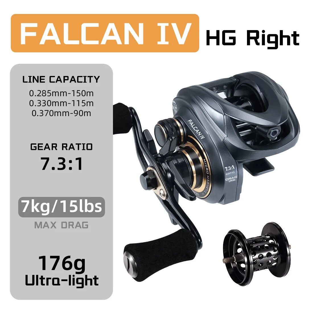 SeaKnight FALCAN IV Рыболовная катушка HG Right with Spool