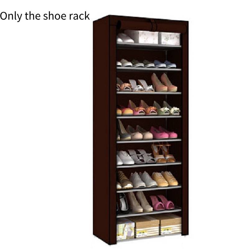 Shoe cabinet 10-tier 9-compartment with dustproof fabric stylish and practical shoe organizer for home and rental properties bmw brown