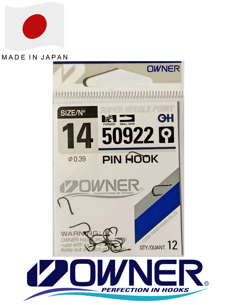 Крючки OWNER 50922 №14 PIN HOOK / Крючок, Овнер, одинарные для рыбалки