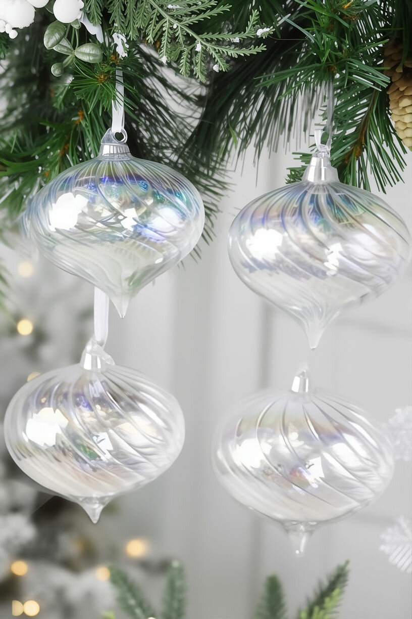 Набор ёлочных украшений луковки ариато, стекло, 11 см, 4 шт, Winter Deco 5030028