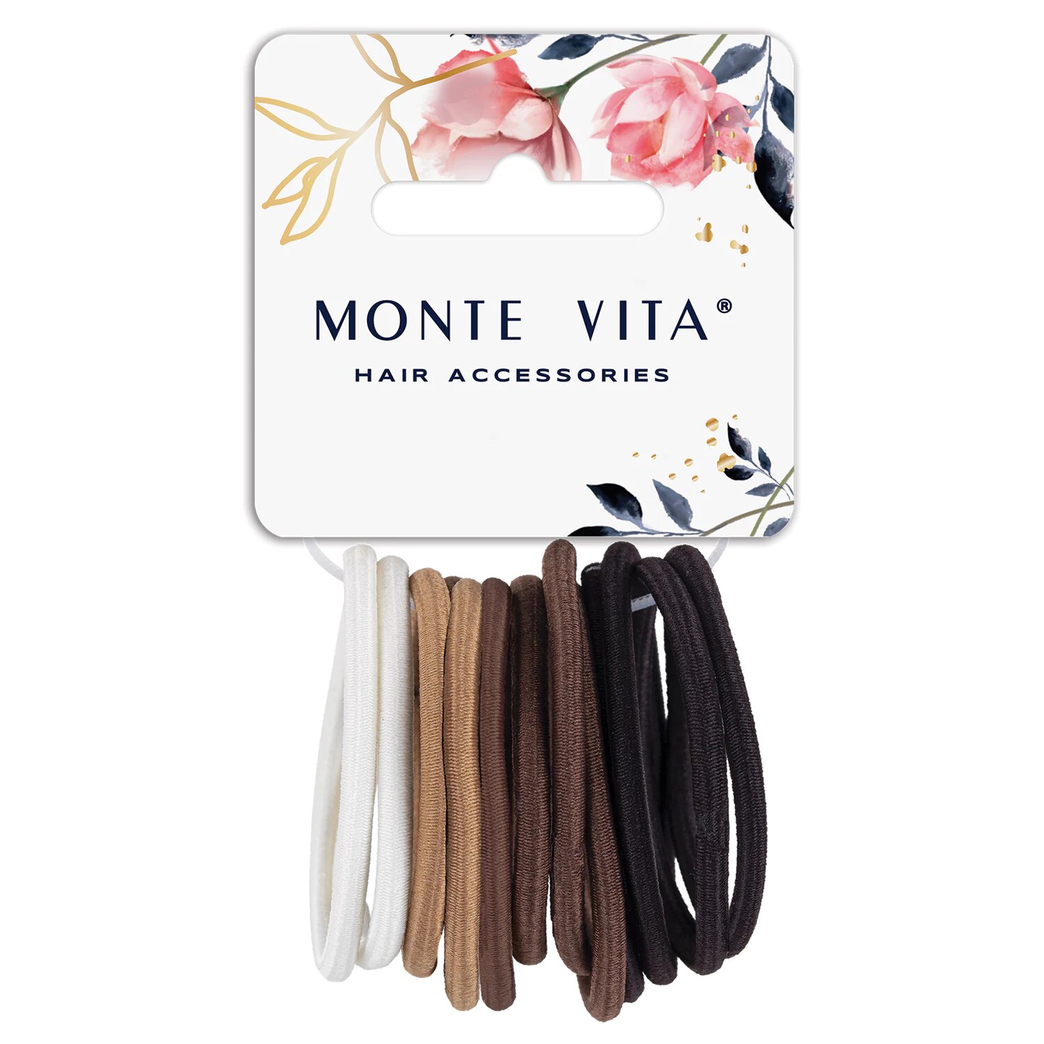 Резинки для волос набор 12 шт, 0,4514 см, чёрный, коричневый, бежевый, MONTE VITA, 457038, 12шт.
